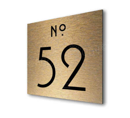 Contemporary Brushed Gold Door Number Sign | Gold Number Signs
