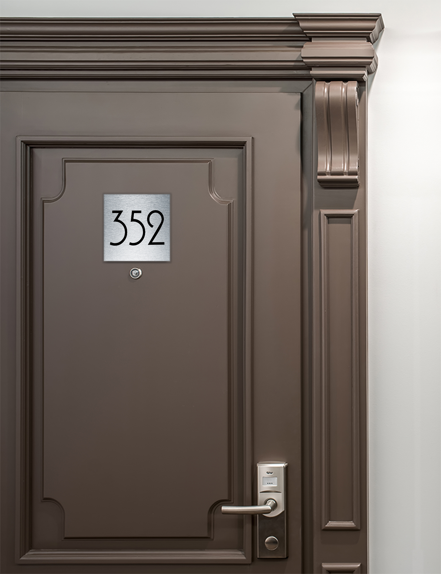 Modern Brushed Silver Hotel Door Number Sign AD110-BS - Decamoda