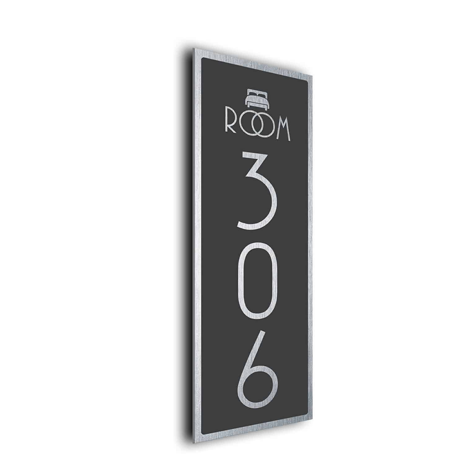 Contemporary Brushed Metal Room Number Sign AD105-BSG - Decamoda