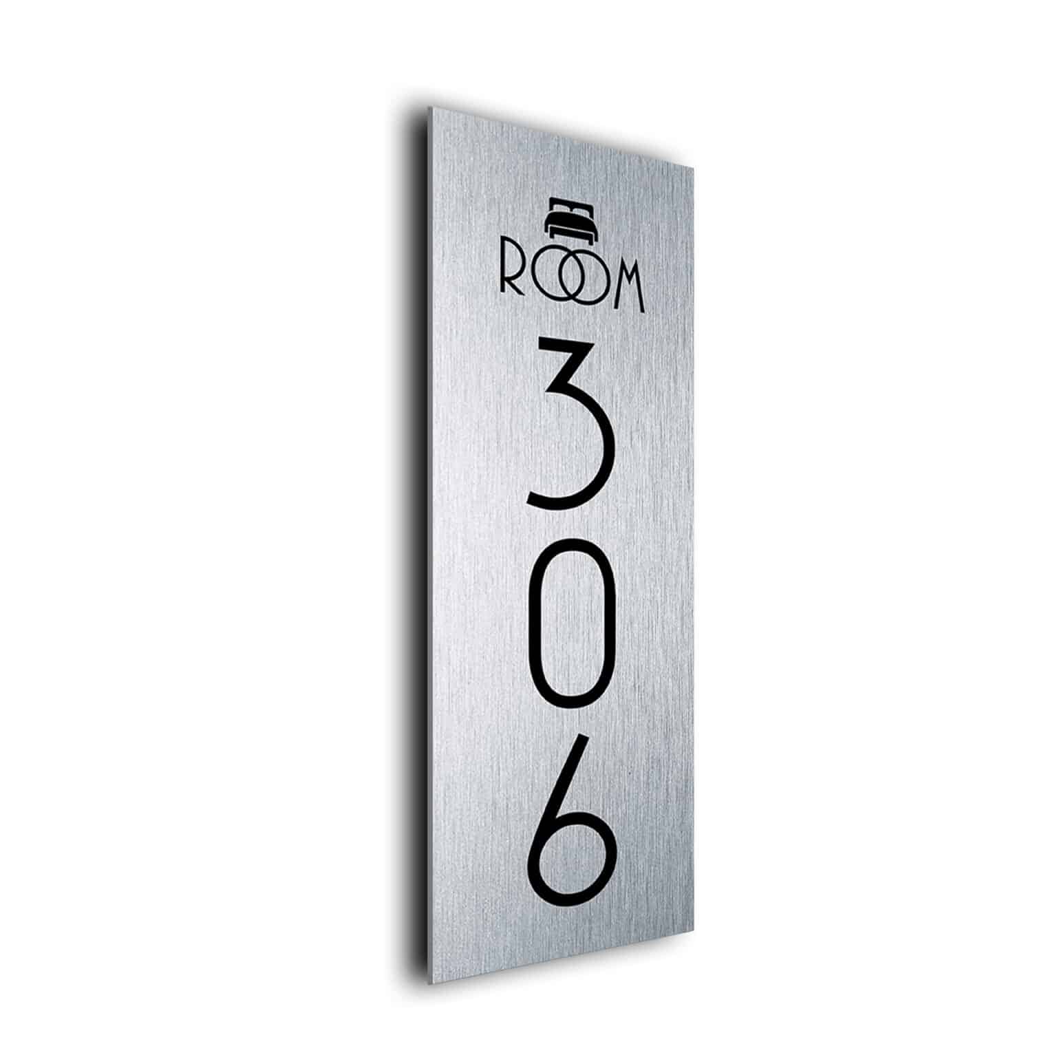 Contemporary Brushed Metal Room Number Sign AD105-BSG - Decamoda