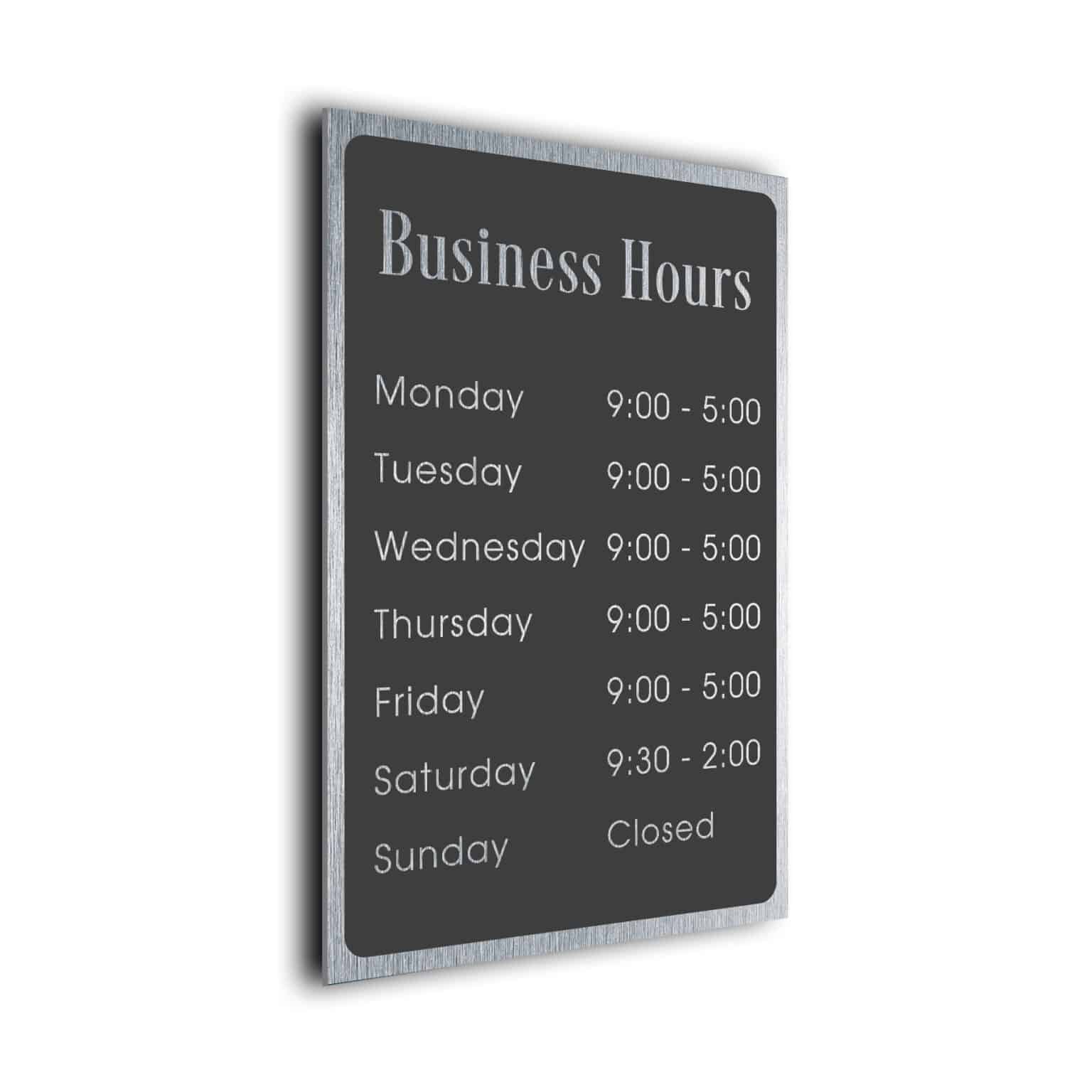 Clear and Professional Business Hours Signs | DecaModa.com