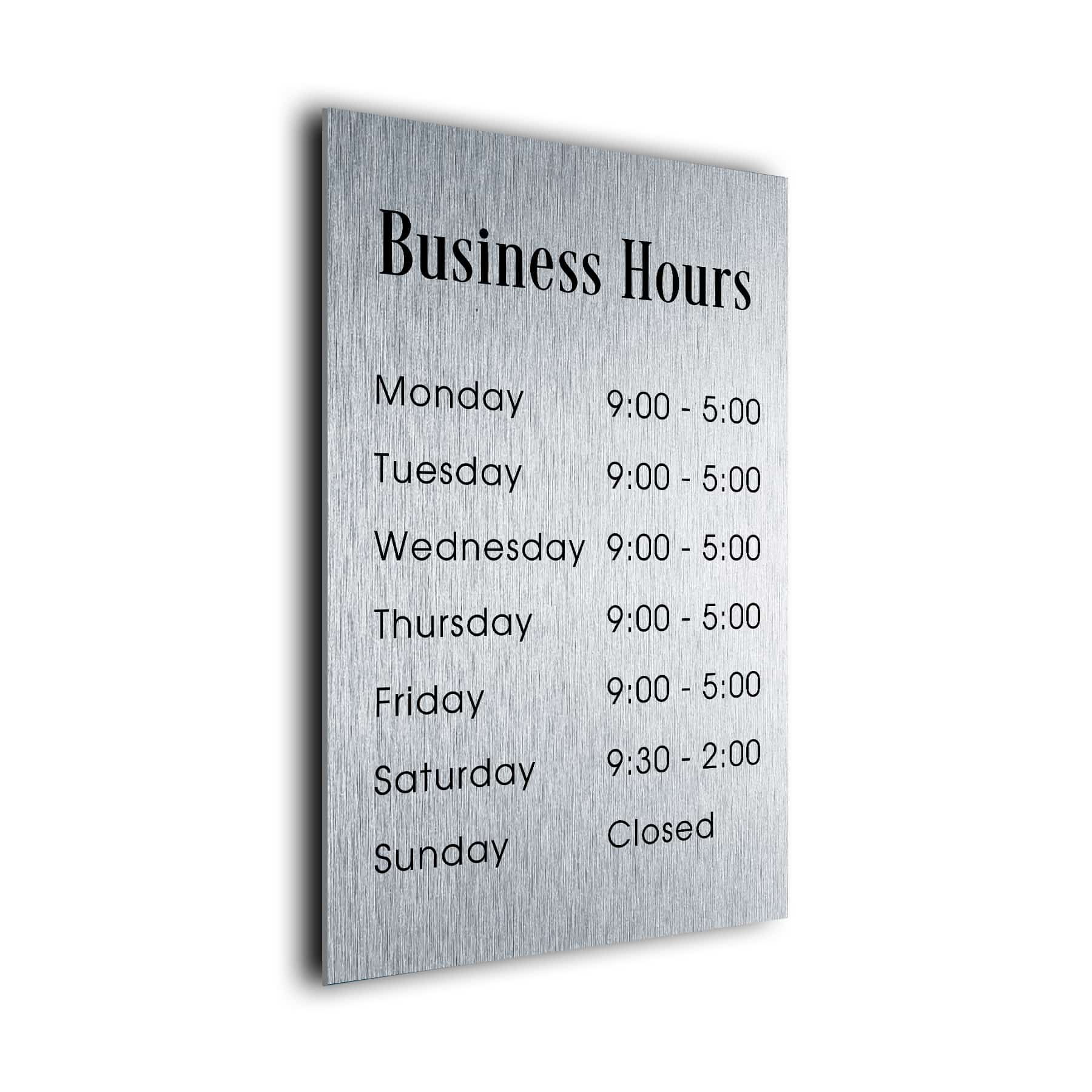 Contemporary Business Hours Sign-BH-121223-SB